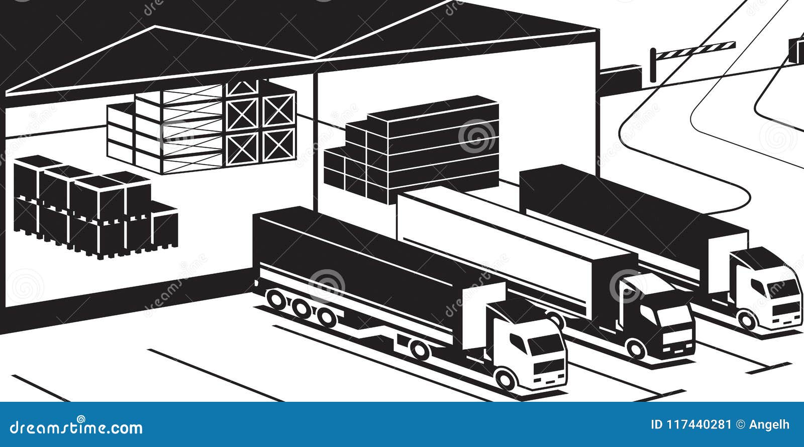 Trucks Loading Goods in Warehouse Stock Vector - Illustration of icon ...
