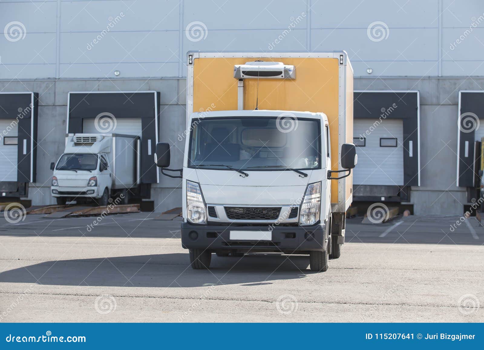 Trucks for Loading Near Warehouse Stock Image - Image of package ...