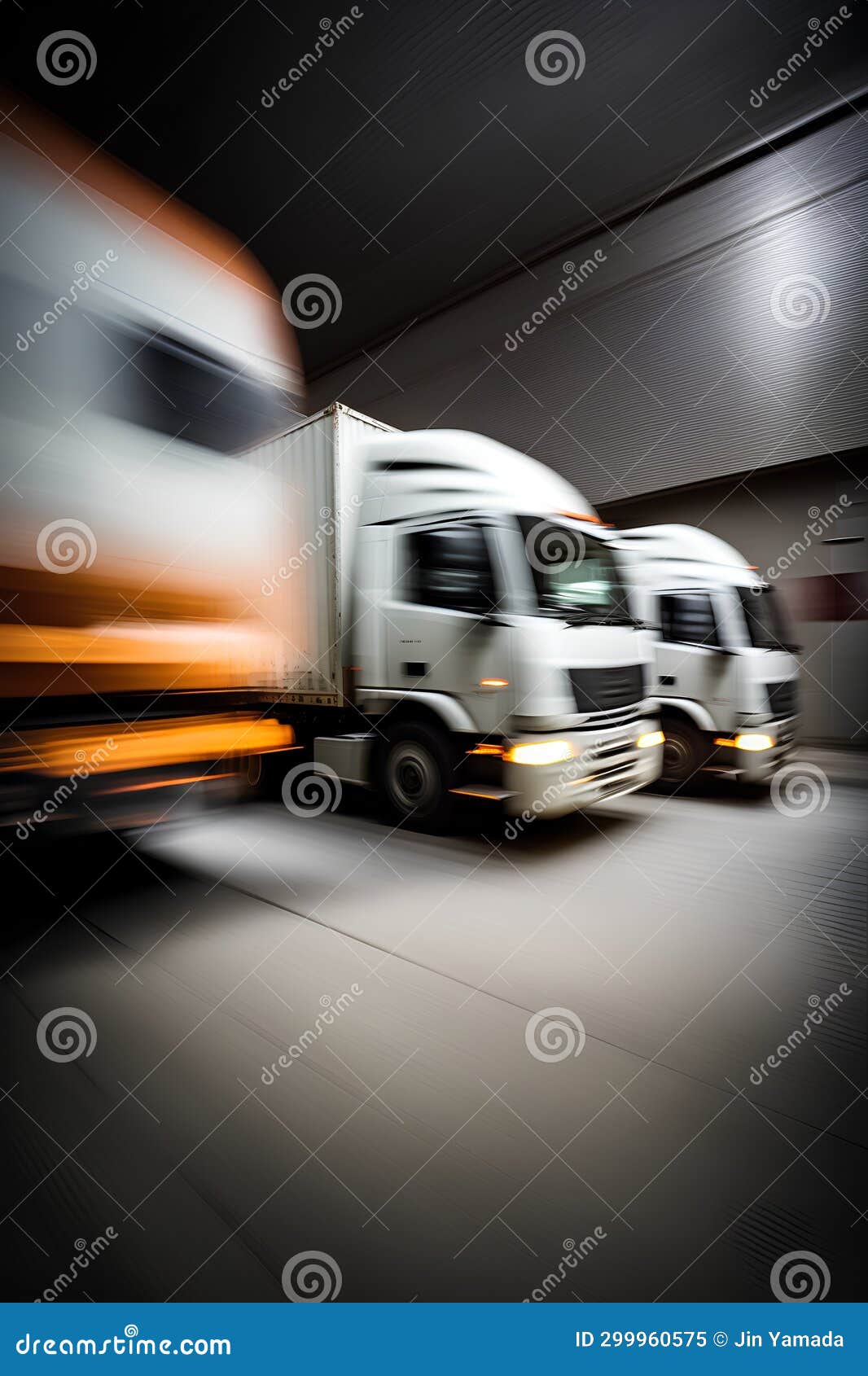 Trucks in Motion Blur on the Road. Industrial Background Stock ...