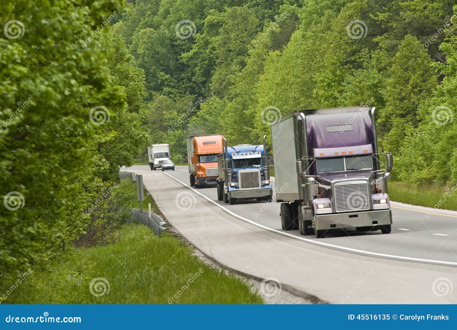 Trucks on highway stock image. Image of semi, trailers - 45516135