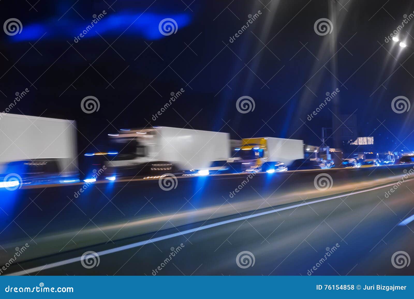 Trucks Move on the Night Highway Stock Photo - Image of lighting ...