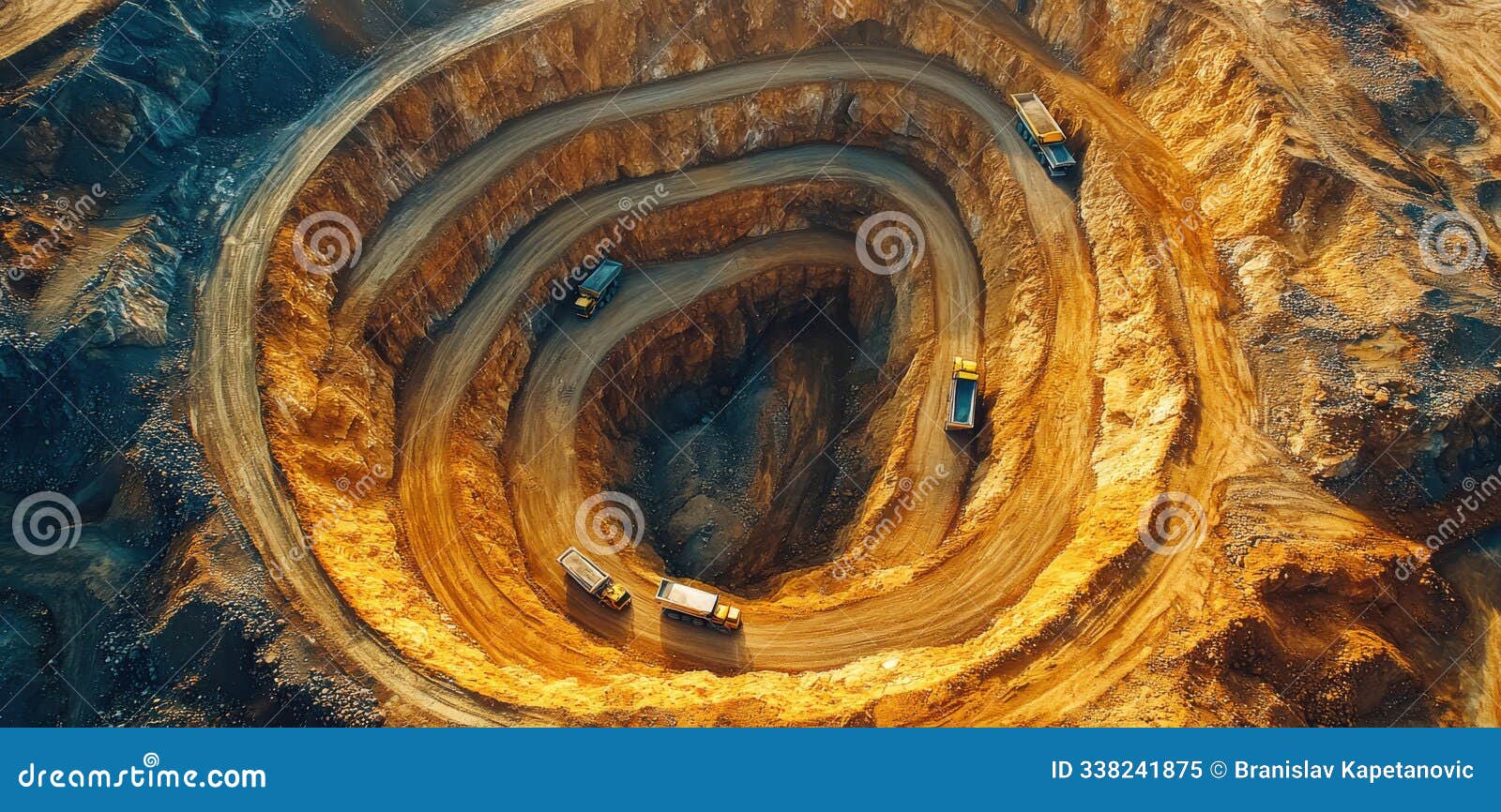 Trucks Navigating the Edge of an Open-pit Mine, Showcasing Excavation ...