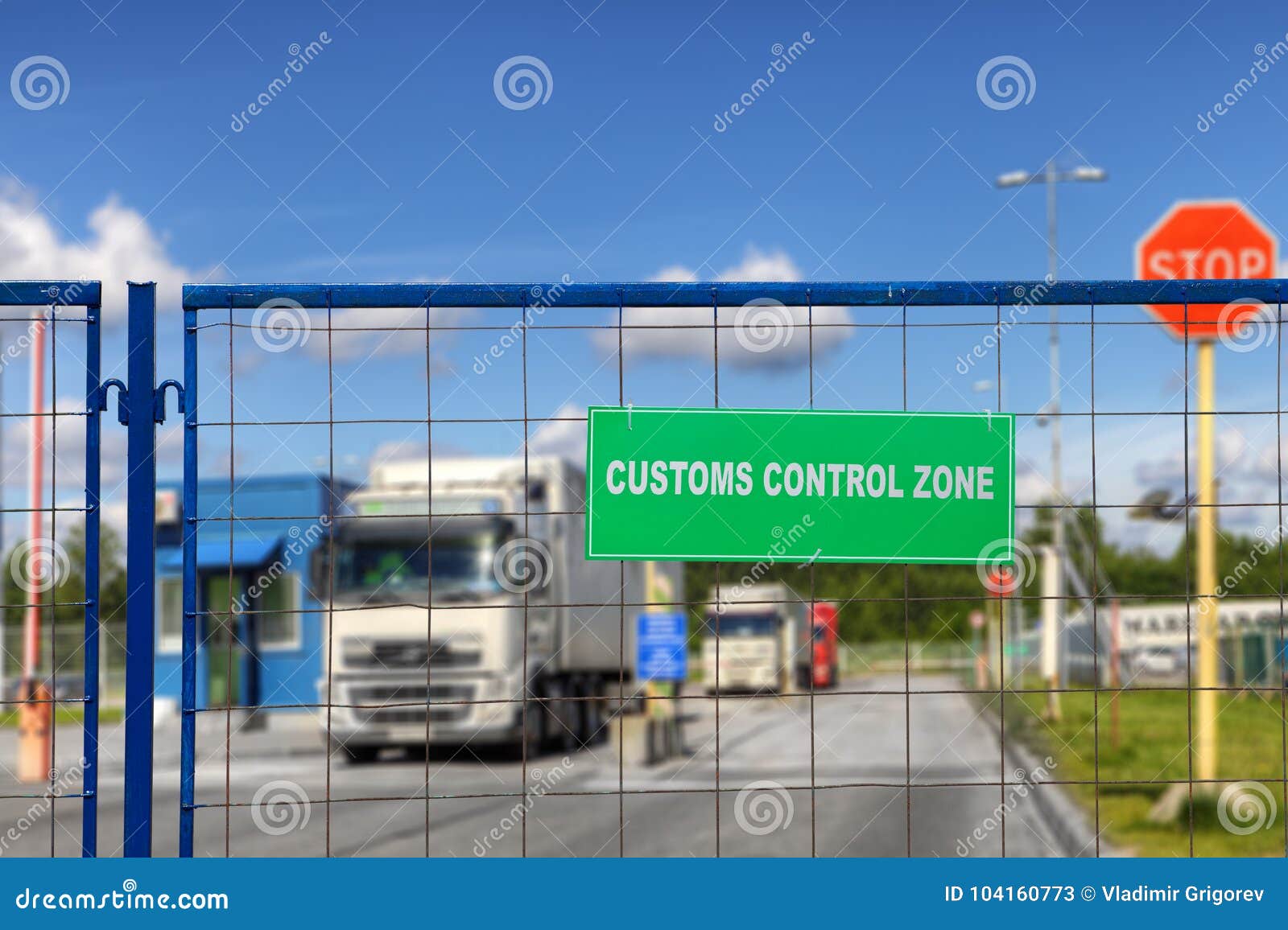 Lorries Pass through Checkpoint of Logistics Complex with Custom Stock ...
