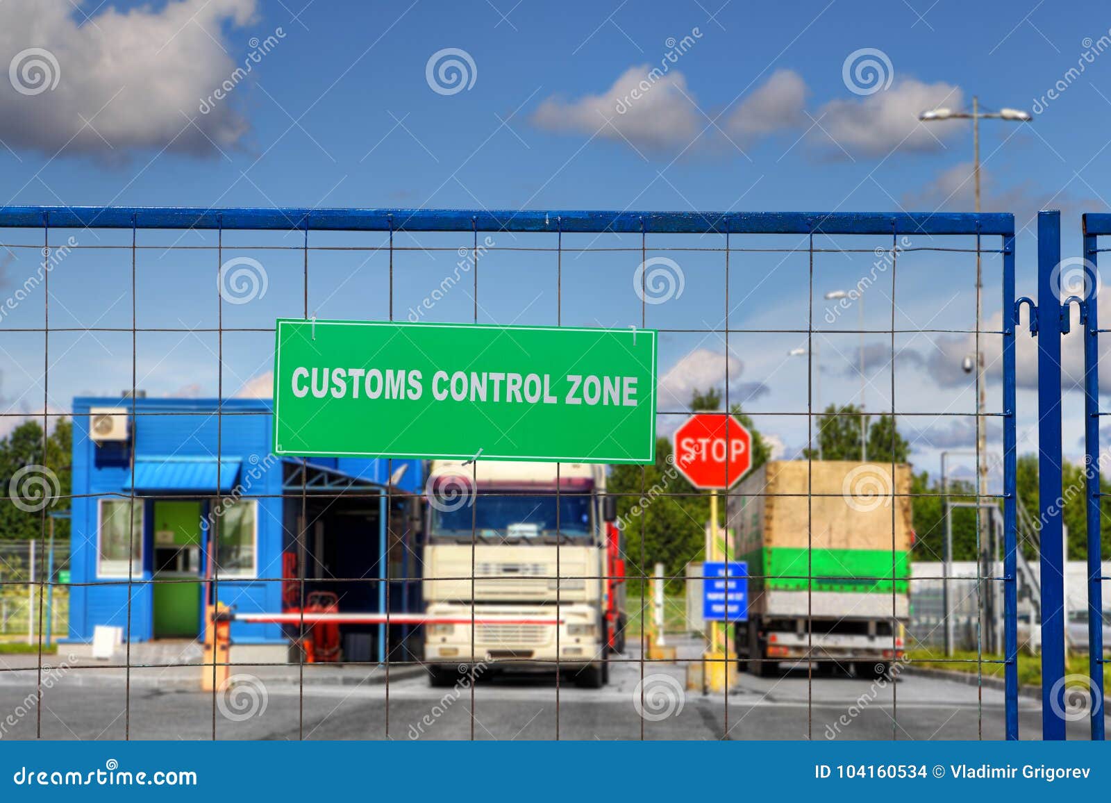 Trucks Pass through Checkpoint of Customs Logistics Terminal. Stock ...