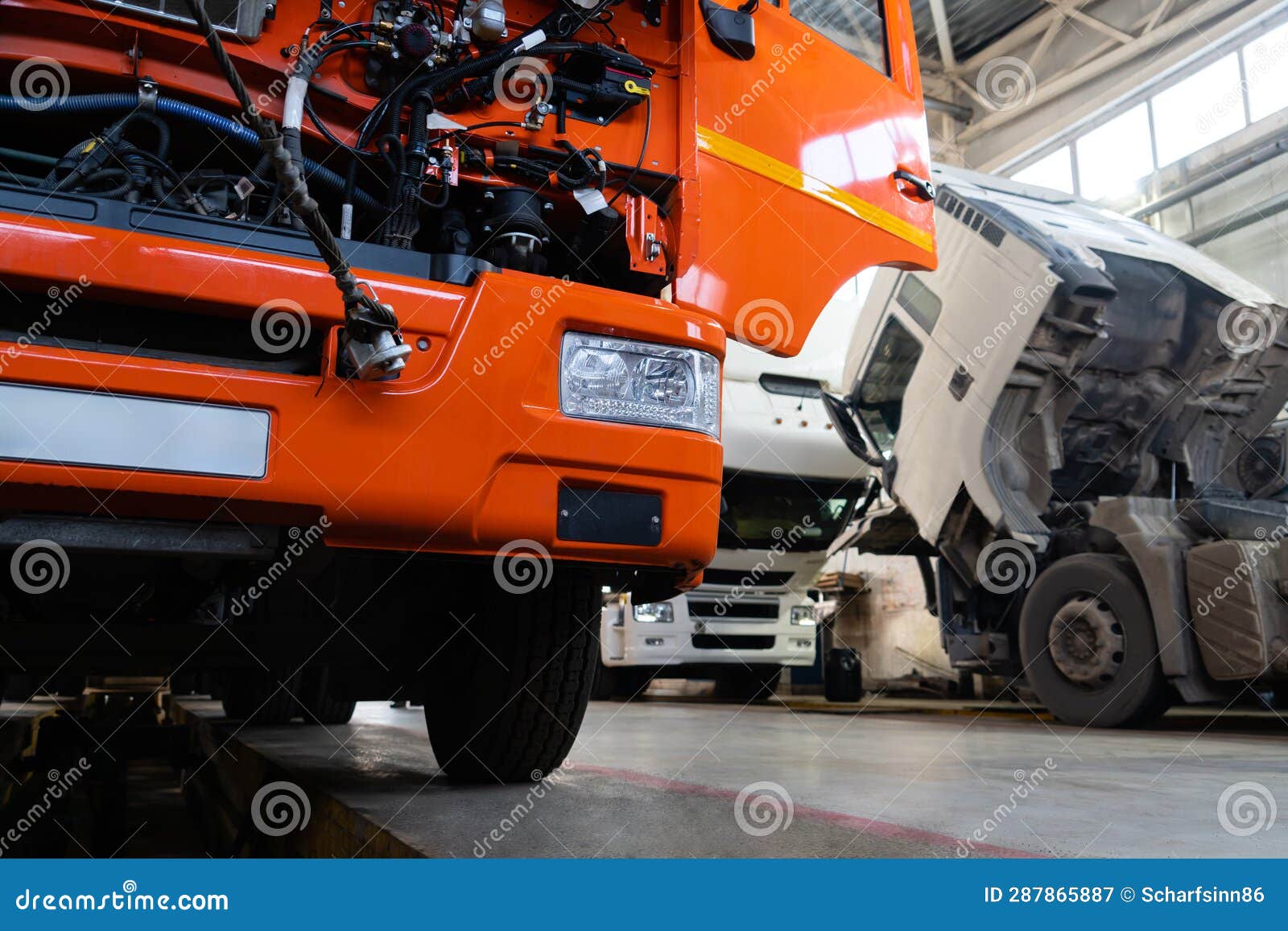 Trucks Repair in Car Service Stock Image - Image of engine, transport ...