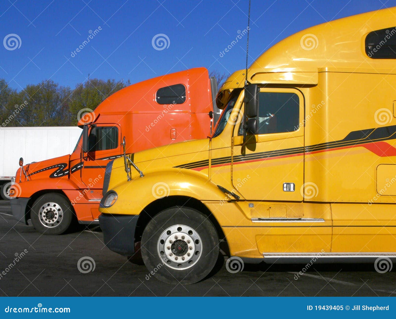 Trucks: side view of two stock image. Image of shiny - 19439405