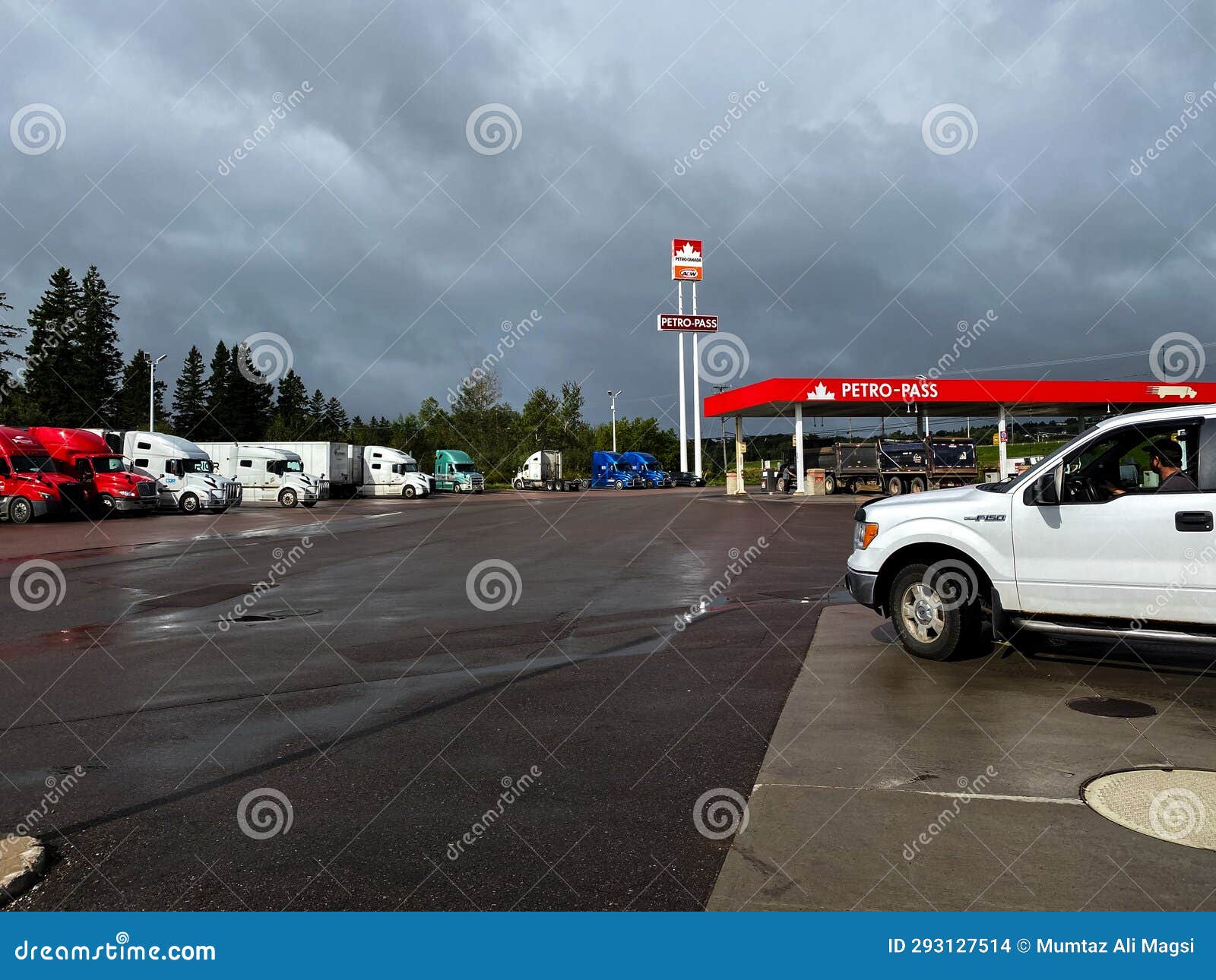 Trucks Standing on a Fuel Pump View Editorial Stock Image - Image of ...