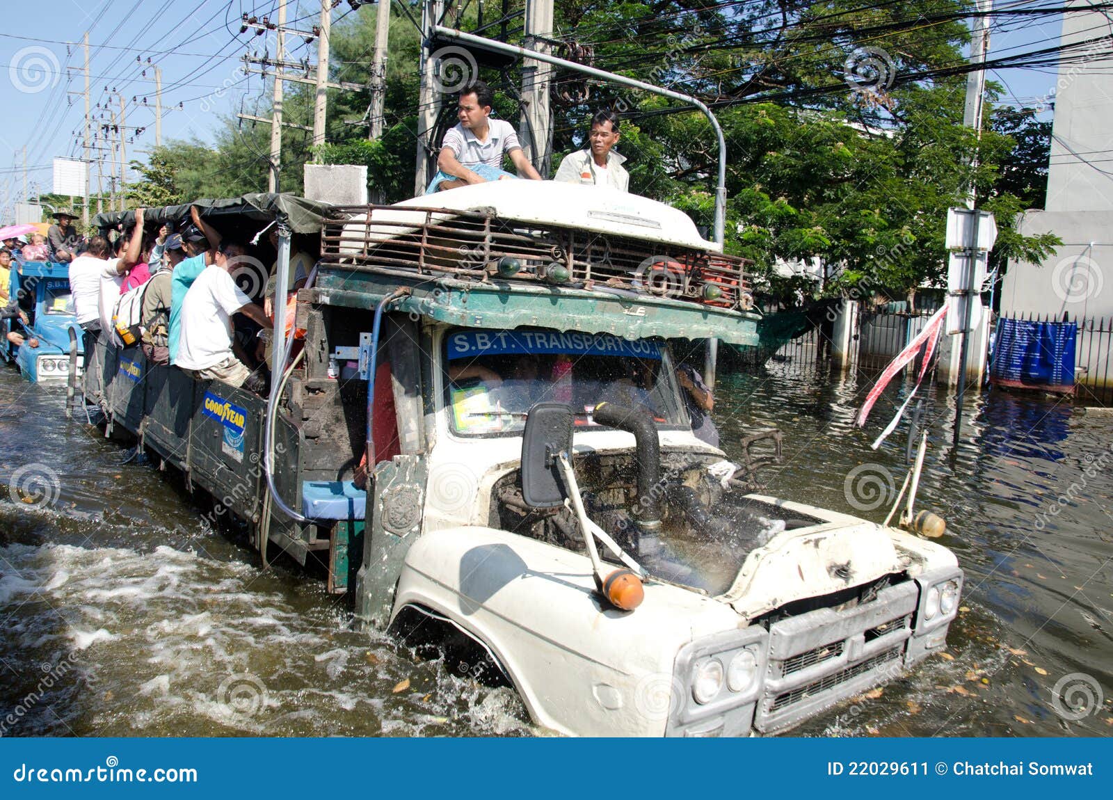 Trucks To the Refugees from the Area Flooded. Editorial Photo - Image ...
