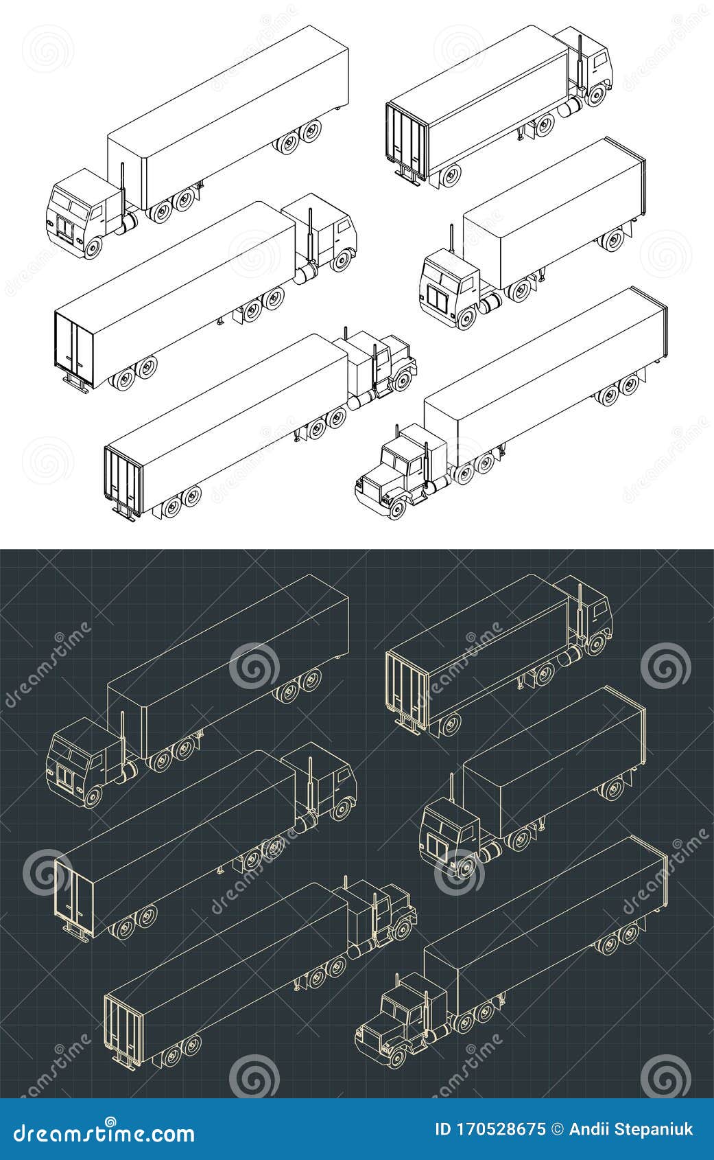 Trailers Isometric Set Vector Illustration | CartoonDealer.com #156680236