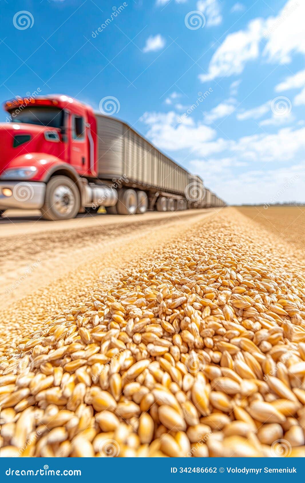 Trucks Transporting Grain at a Bustling Industrial Silo Complex Under a ...
