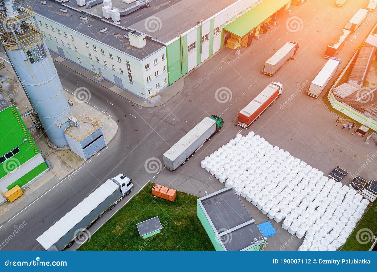 Trucks Waiting To Load at the Factory Top View Stock Photo - Image of ...