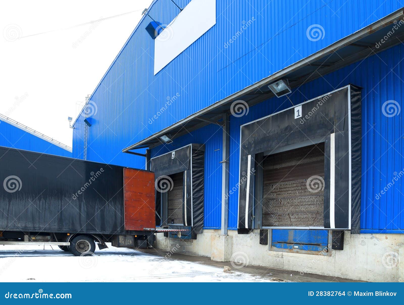 Trucks of a warehouse stock photo. Image of hangar, carrier - 28382764