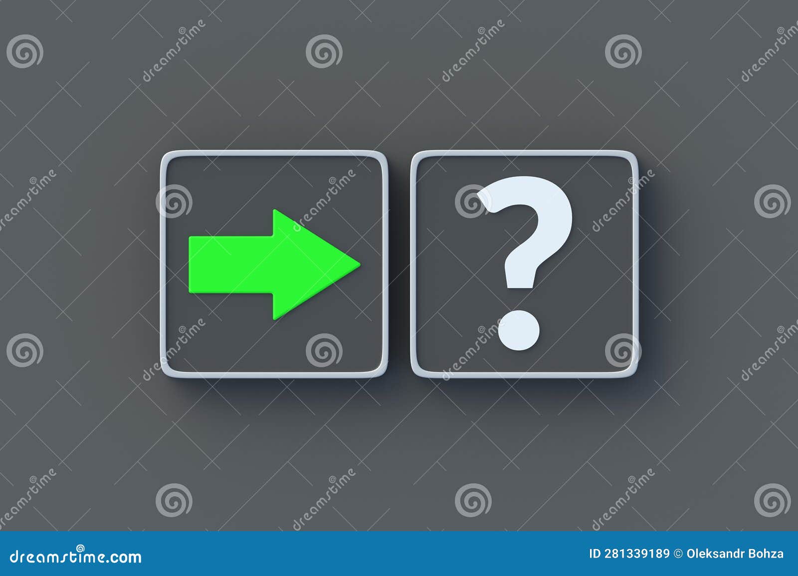 Successful Analysis. Question Mark And Arrows On Buttons. Alternative ...