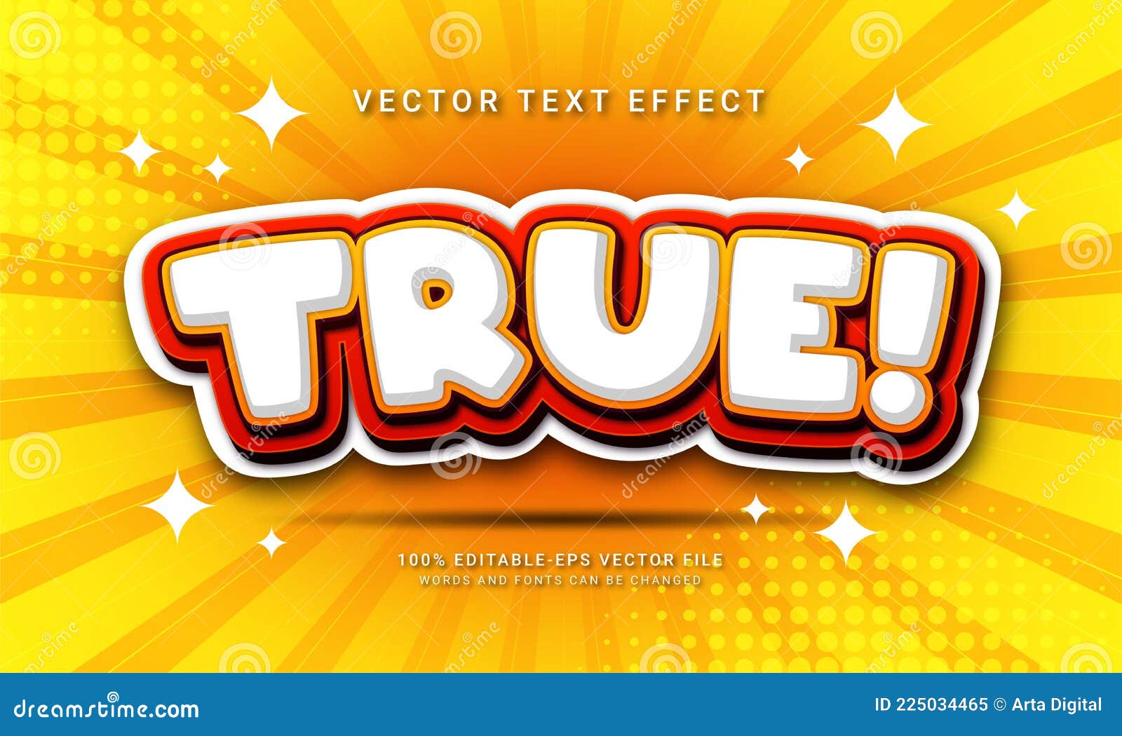 True Cartoon Editable Text Effect with Yellow Color Stock Vector ...