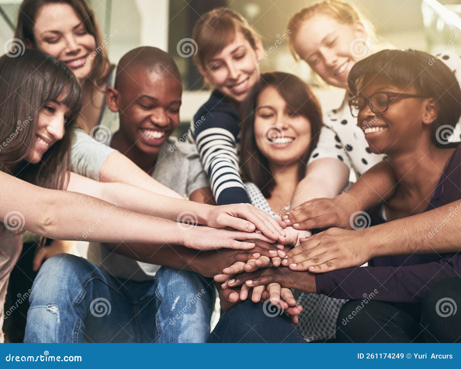 The True Definition of a Team. Low Angle Shot of a Group of Young ...