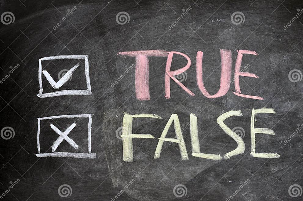 True and False Check Boxes Written on a Blackboard Stock Illustration ...
