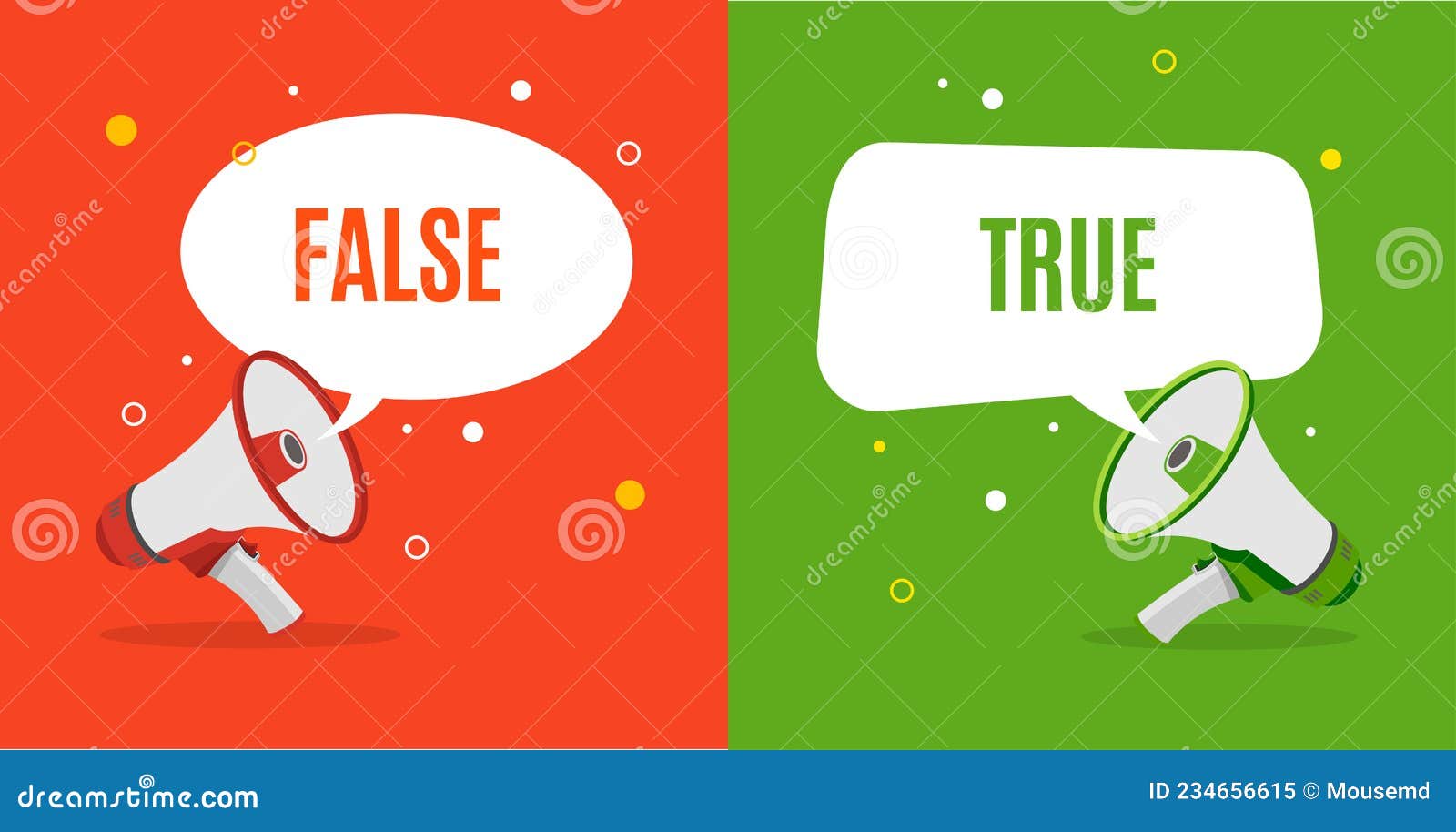 True and False Concept Which Megaphone and Speech Bubbles Shapes ...