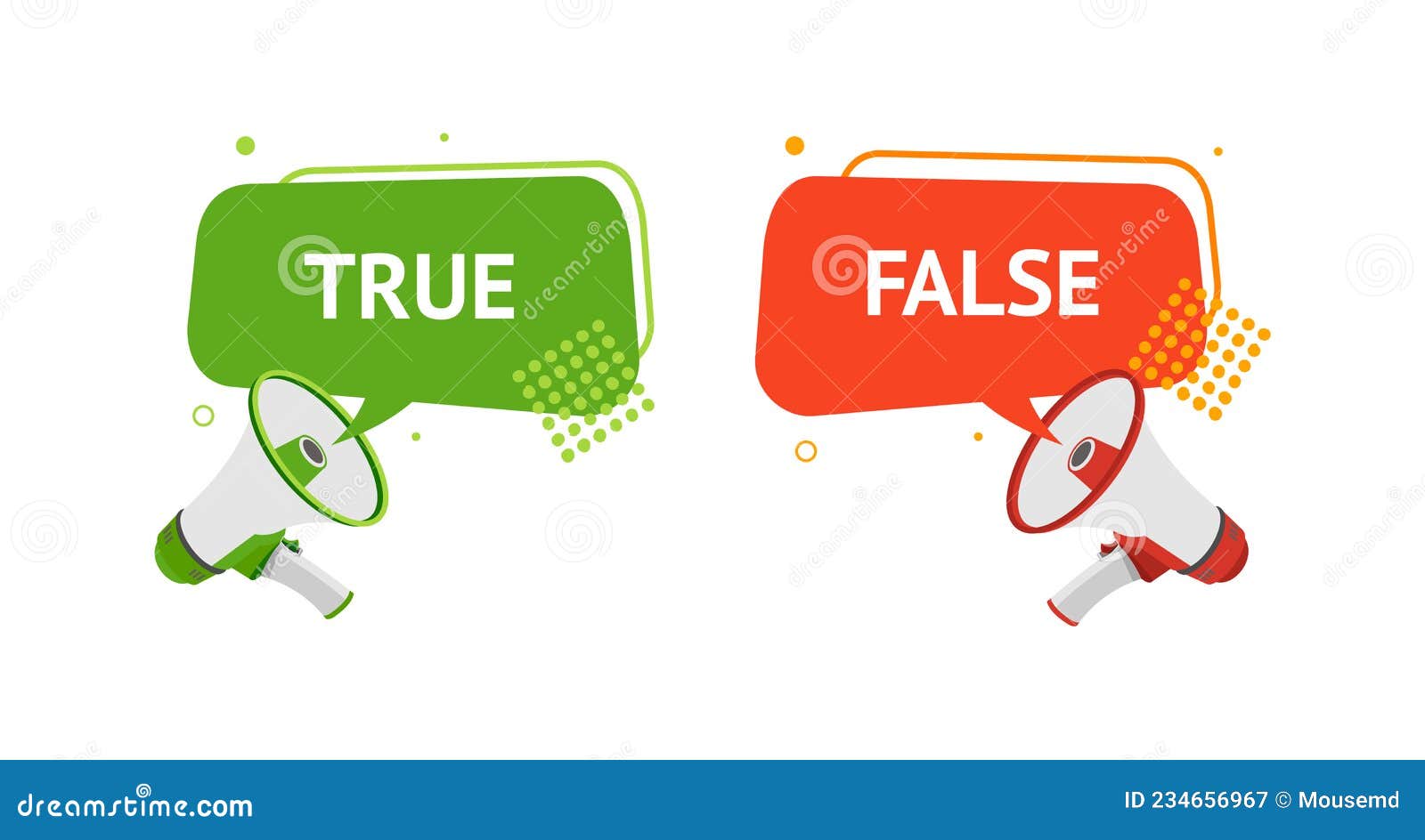 True and False Concept Which Megaphone and Speech Bubbles Shapes ...