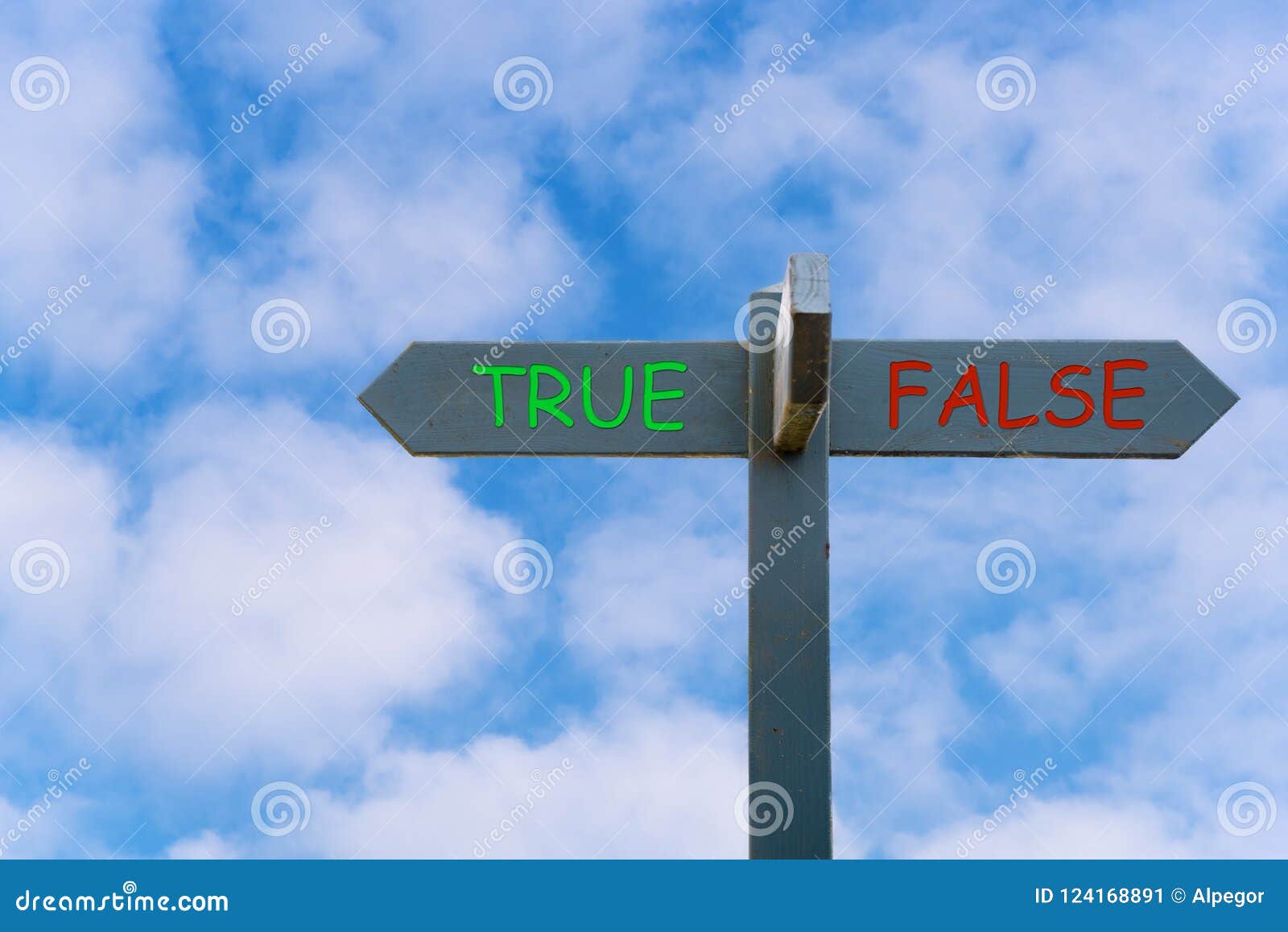 True or False: Conceptual Sign with Blue Sky in Background Stock Image ...