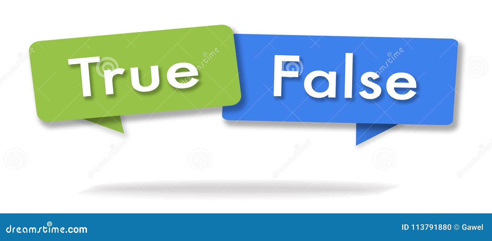 True and False Illustration in Two Colored Bubbles Stock Illustration ...