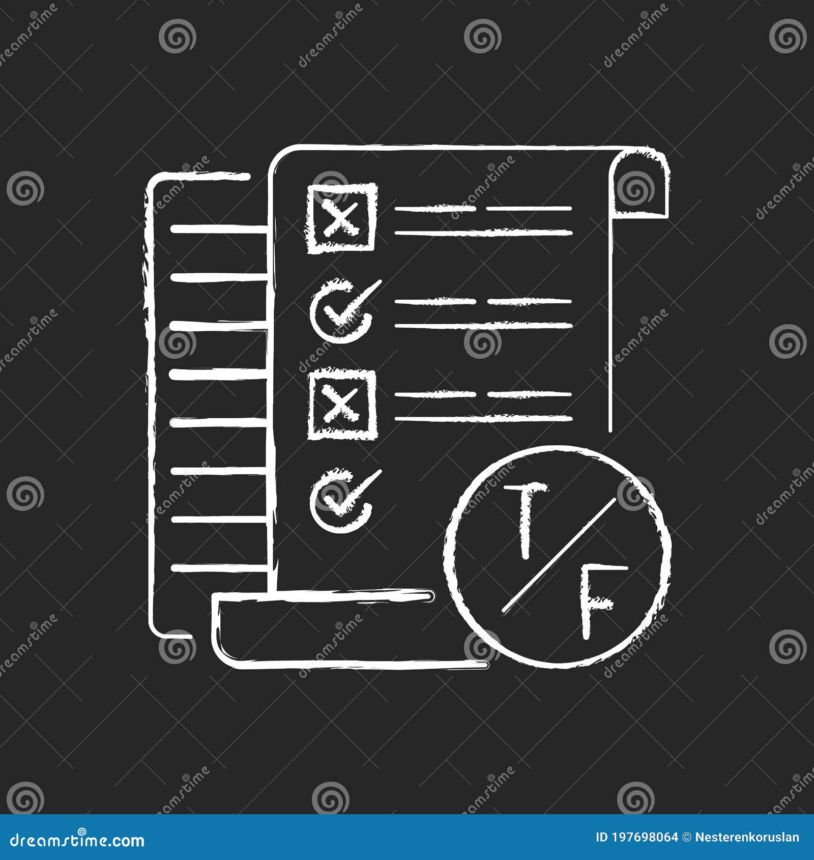 True False Test Chalk White Icon on Black Background Stock Vector ...