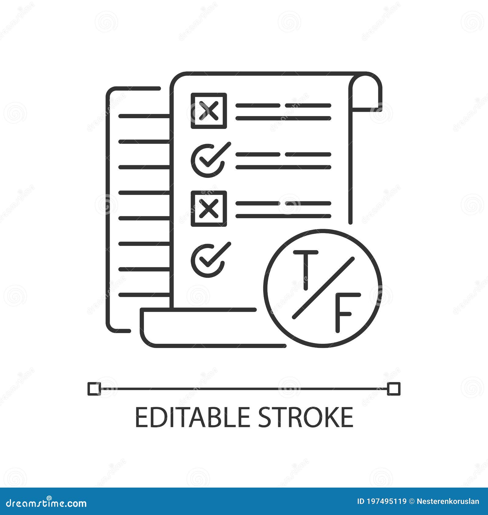 True False Test Pixel Perfect Linear Icon Stock Vector - Illustration ...