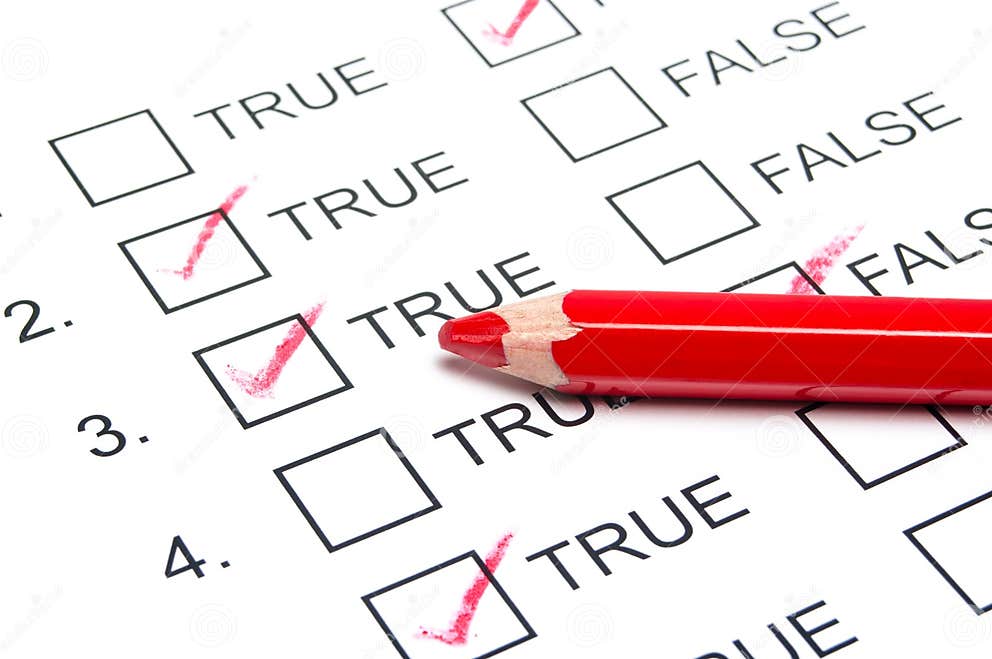 True False Test with Red Pencil Stock Image - Image of school ...