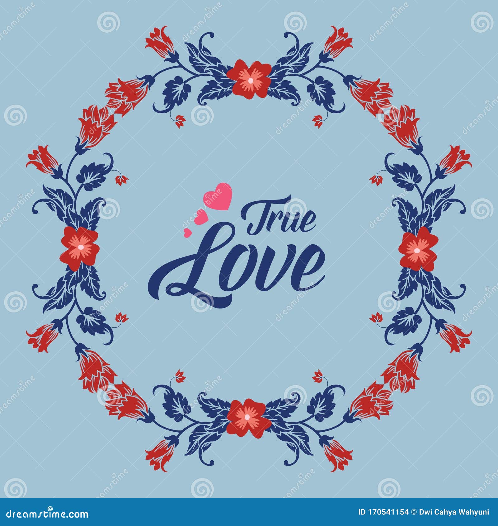 True Love Poster Design, with Leaf and Floral Seamless Frame. Vector ...