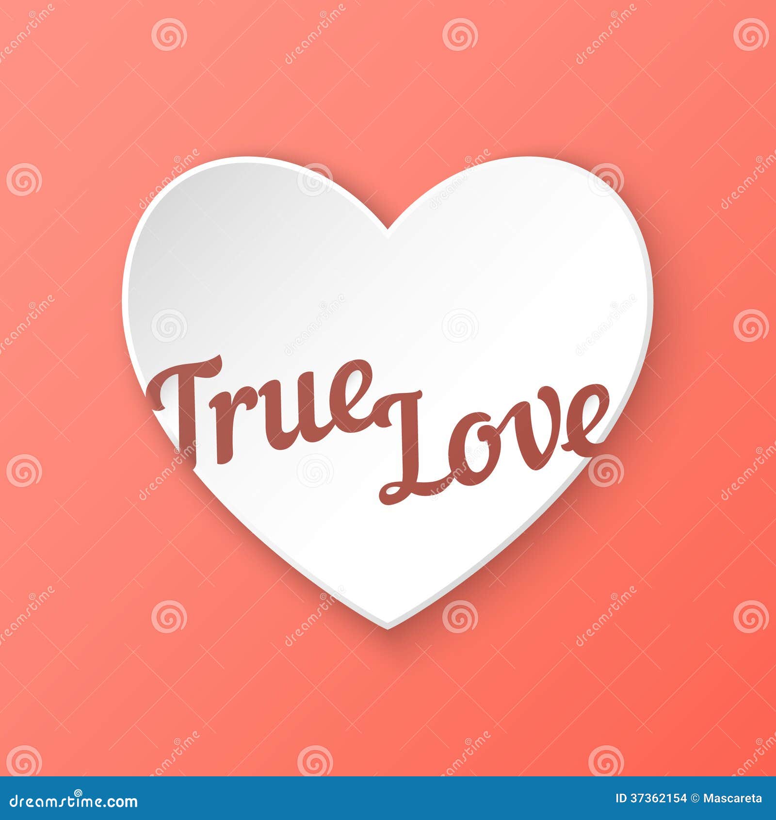 True Love. Vector Illustration of 3d Paper Heart Stock Vector ...