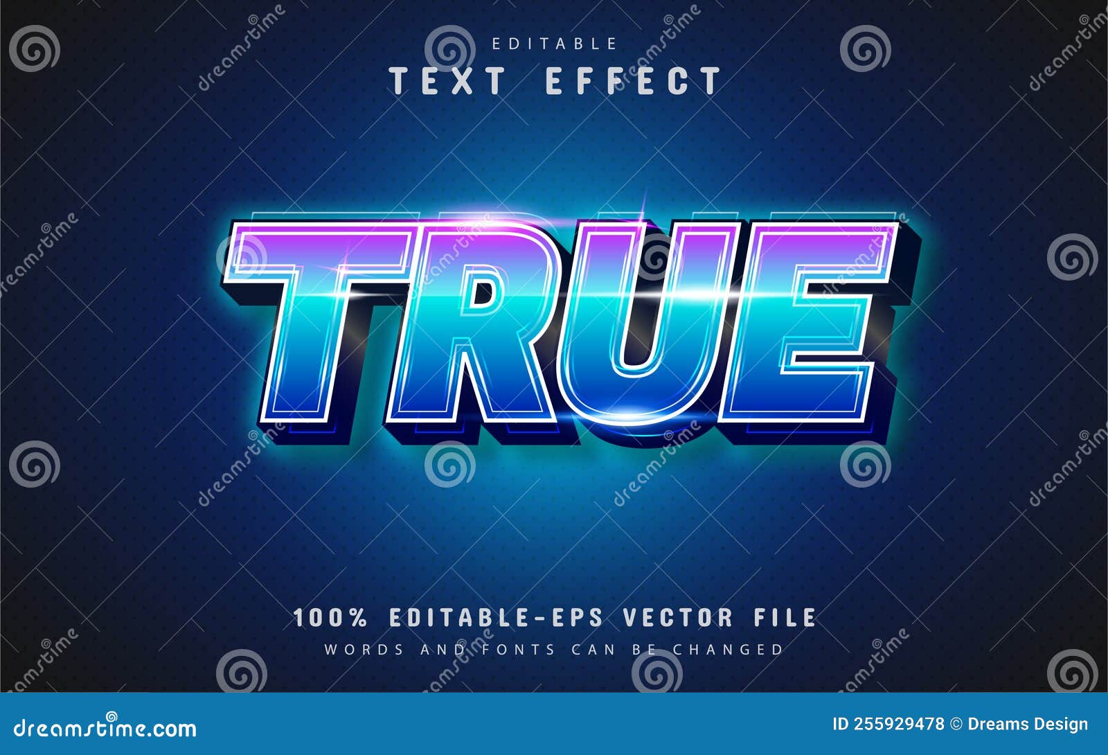 True text effect stock vector. Illustration of frame - 255929478