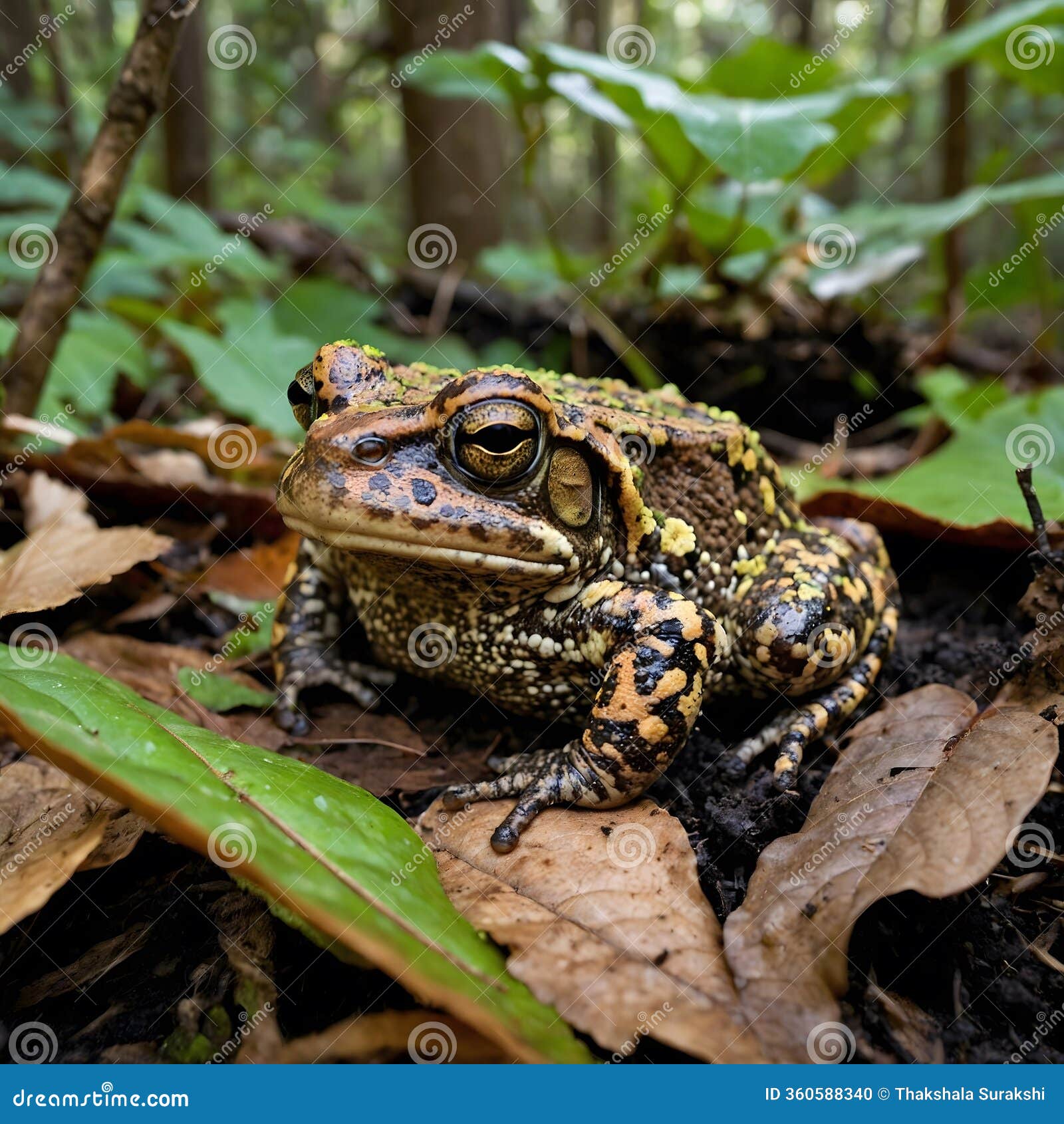True Toad Blending into Forest Floor among Fallen Leaves and Earth ...