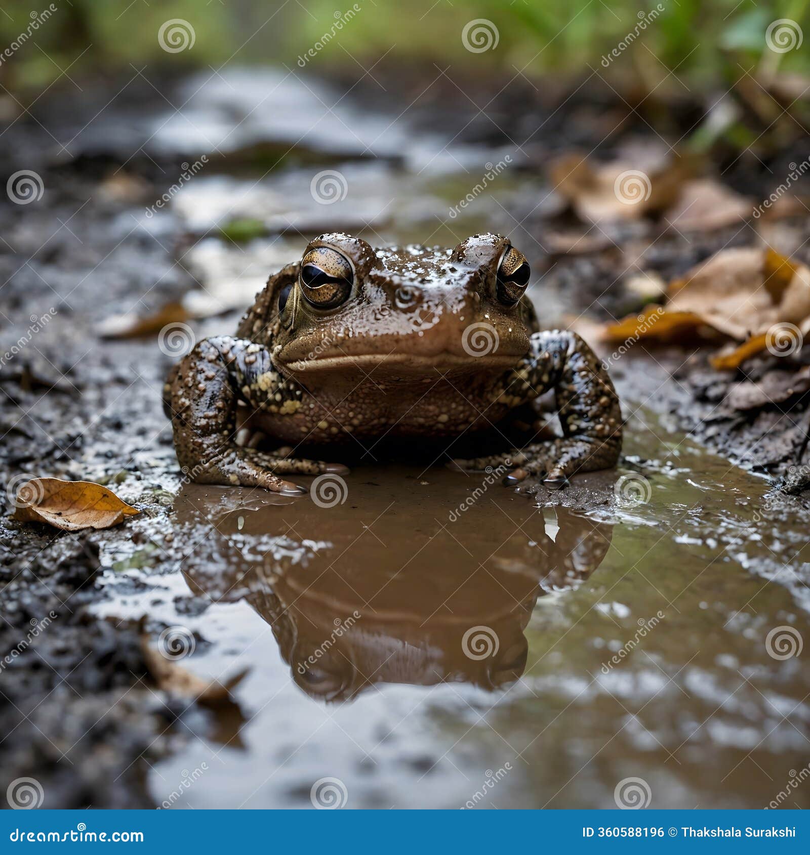 True Toad Leaping on Muddy Path Following Rainstorm Stock Illustration ...
