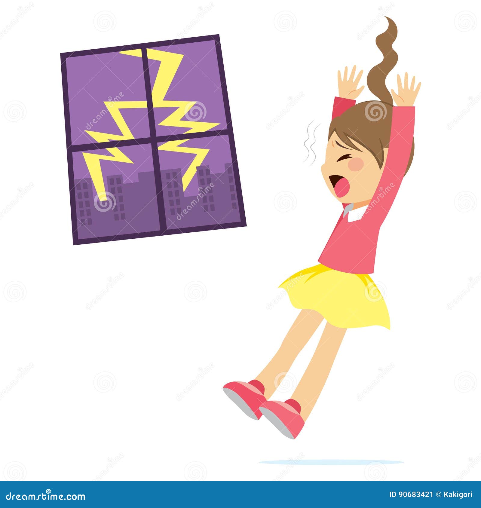 Trueno Asustado Muchacha Ilustración Del Vector Ilustración De Arte