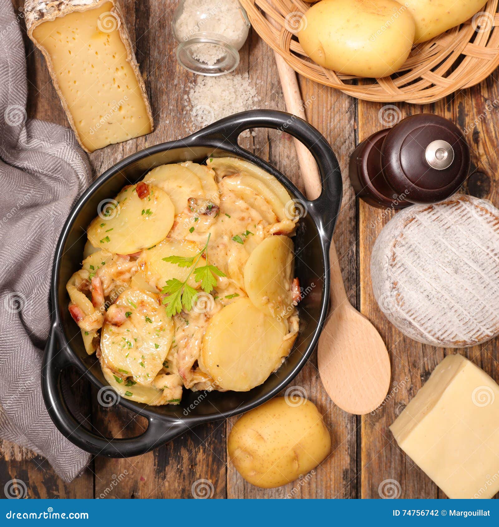 Truffade stock photo. Image of cheese, bacon, rustic - 74756742