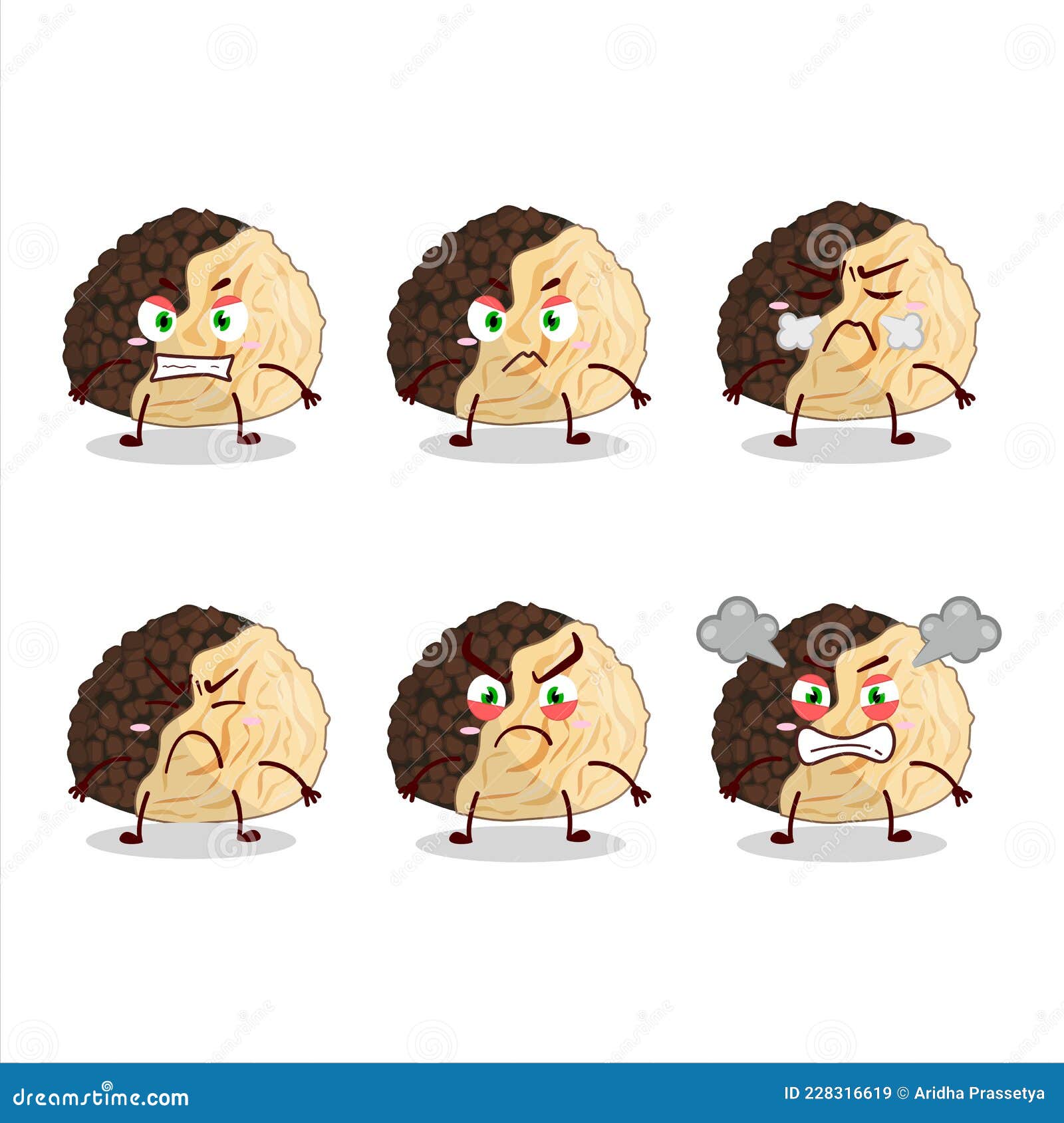 Truffle Cartoon Character with Various Angry Expressions Stock Vector ...