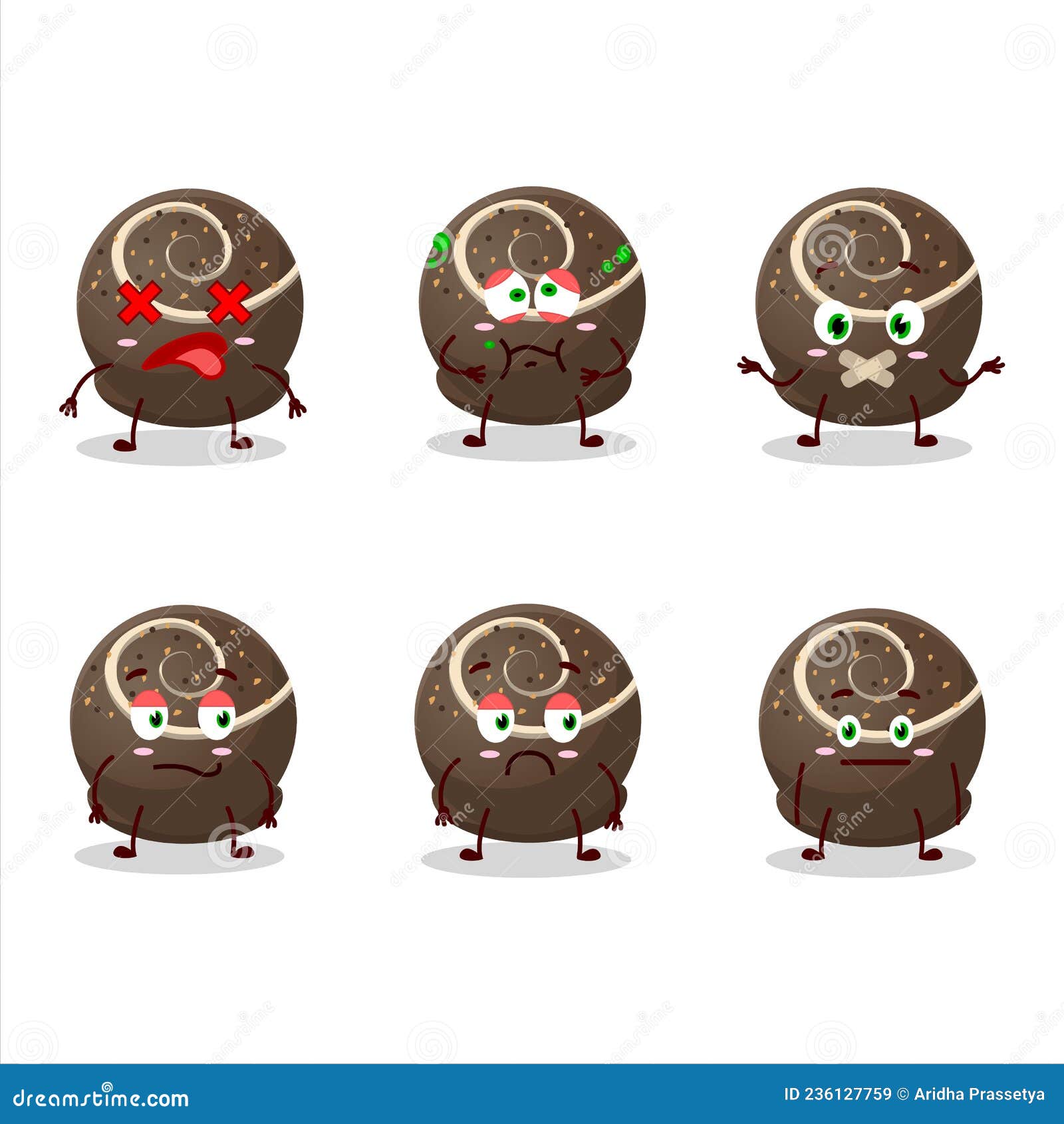 Truffle Chocolate Candy Cartoon Character with Nope Expression Stock ...
