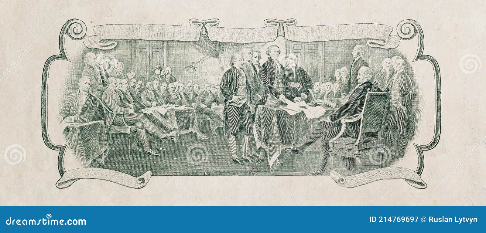 Trumbull`s Declaration of Independence Cut Out from 2 US Dollar ...