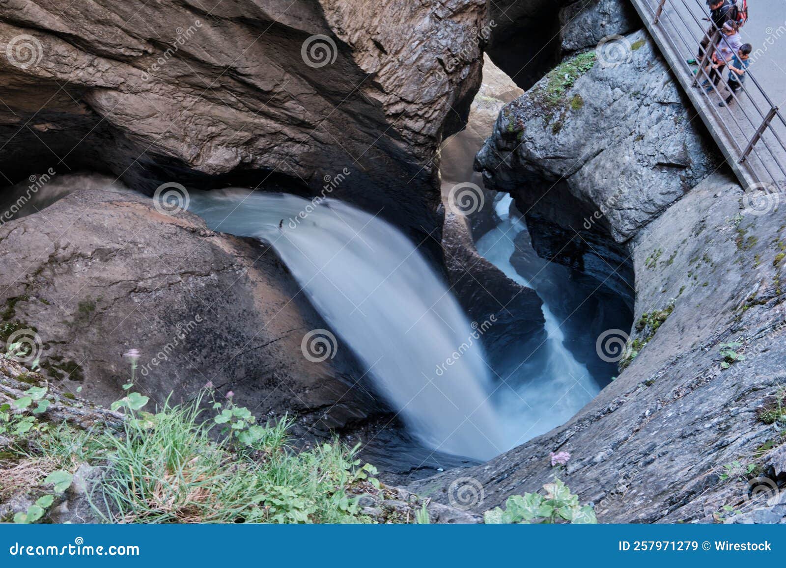 Trummelbach Falls Streaming Down the Rocks in Switzerland Editorial ...