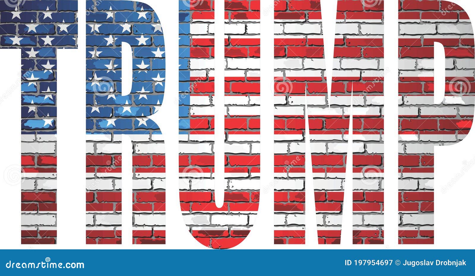 TRUMP on a Brick Wall with USA Flag Inside Editorial Photography ...