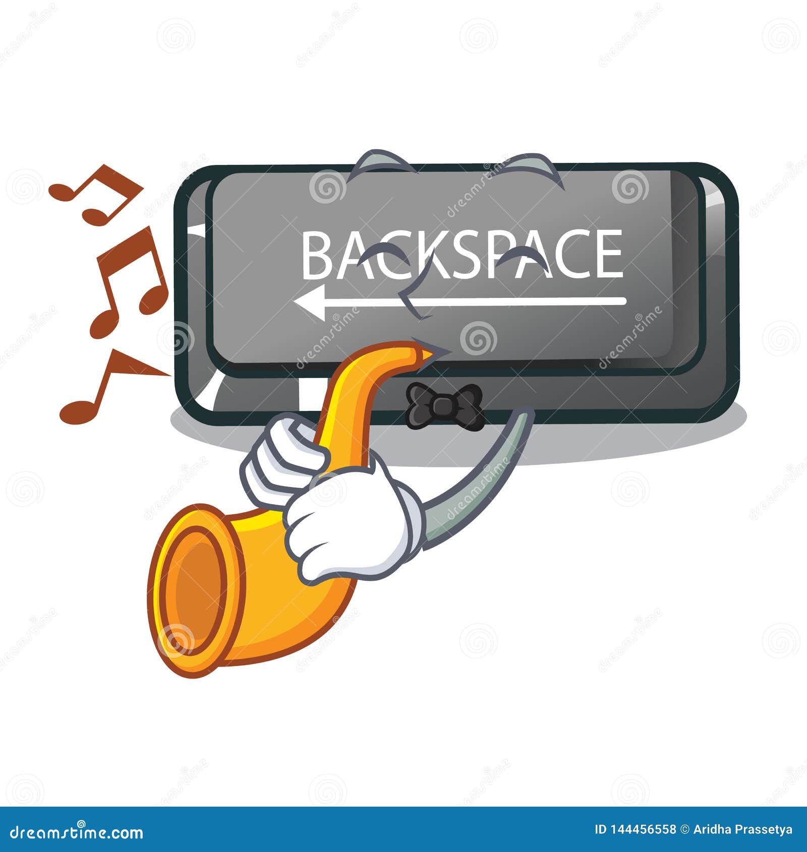 With Trumpet Backspace Button Installed on Cartoon Keyboard Stock ...