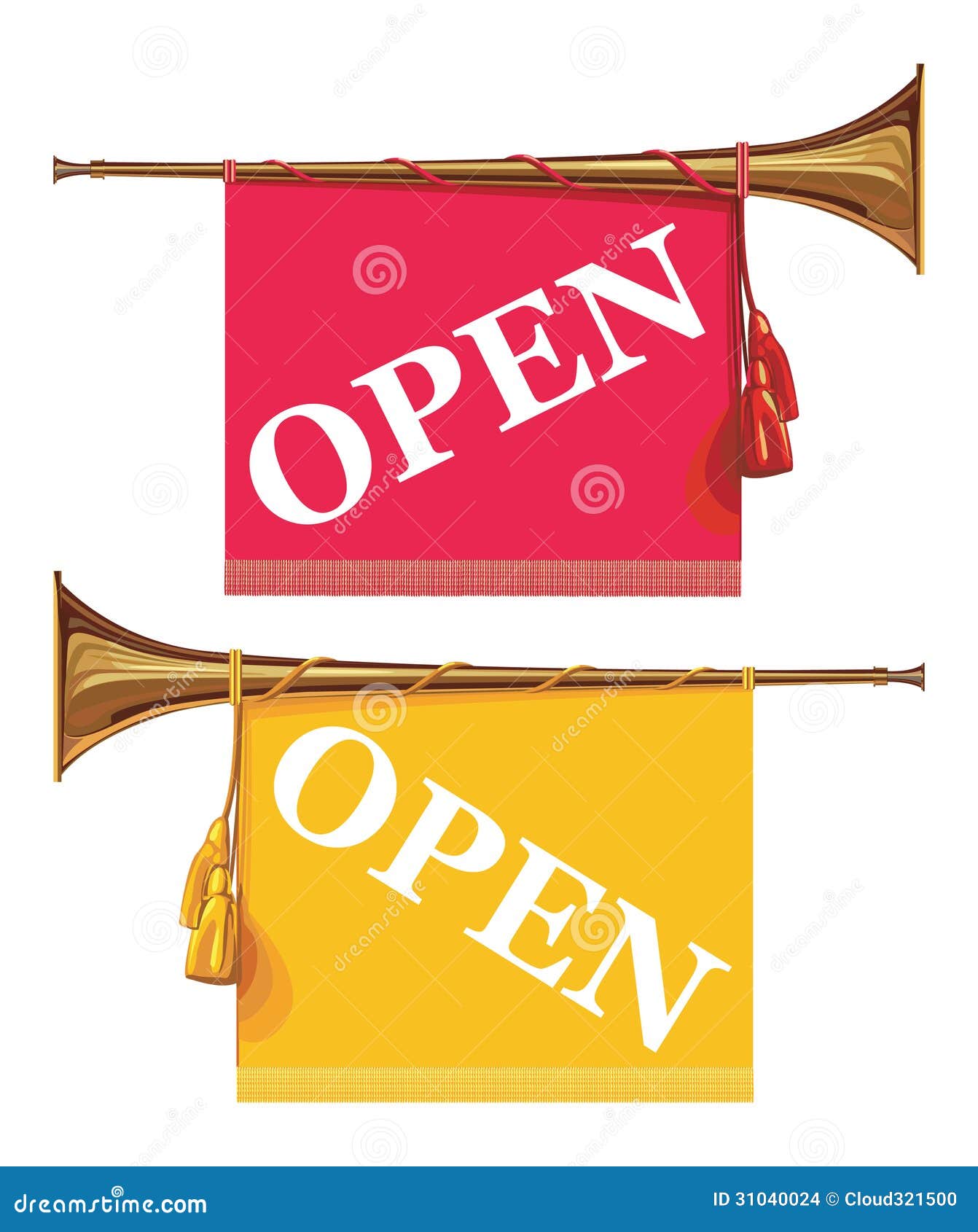 Trumpet with Banner stock vector. Illustration of broadcast - 31040024