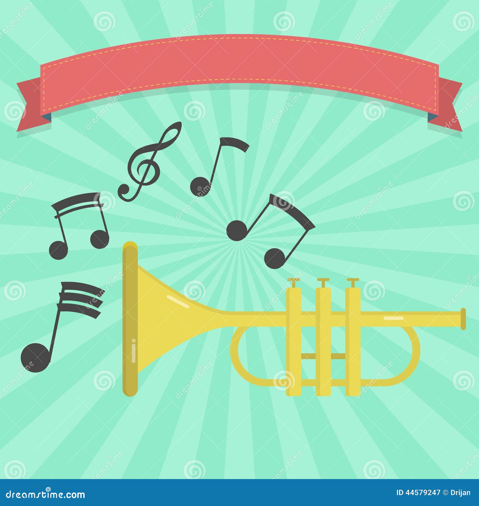 Trumpet banner stock vector. Illustration of horn, instrument - 44579247