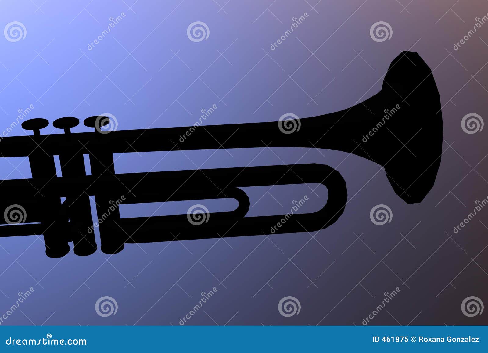Trumpet in blue stock illustration. Illustration of play - 461875