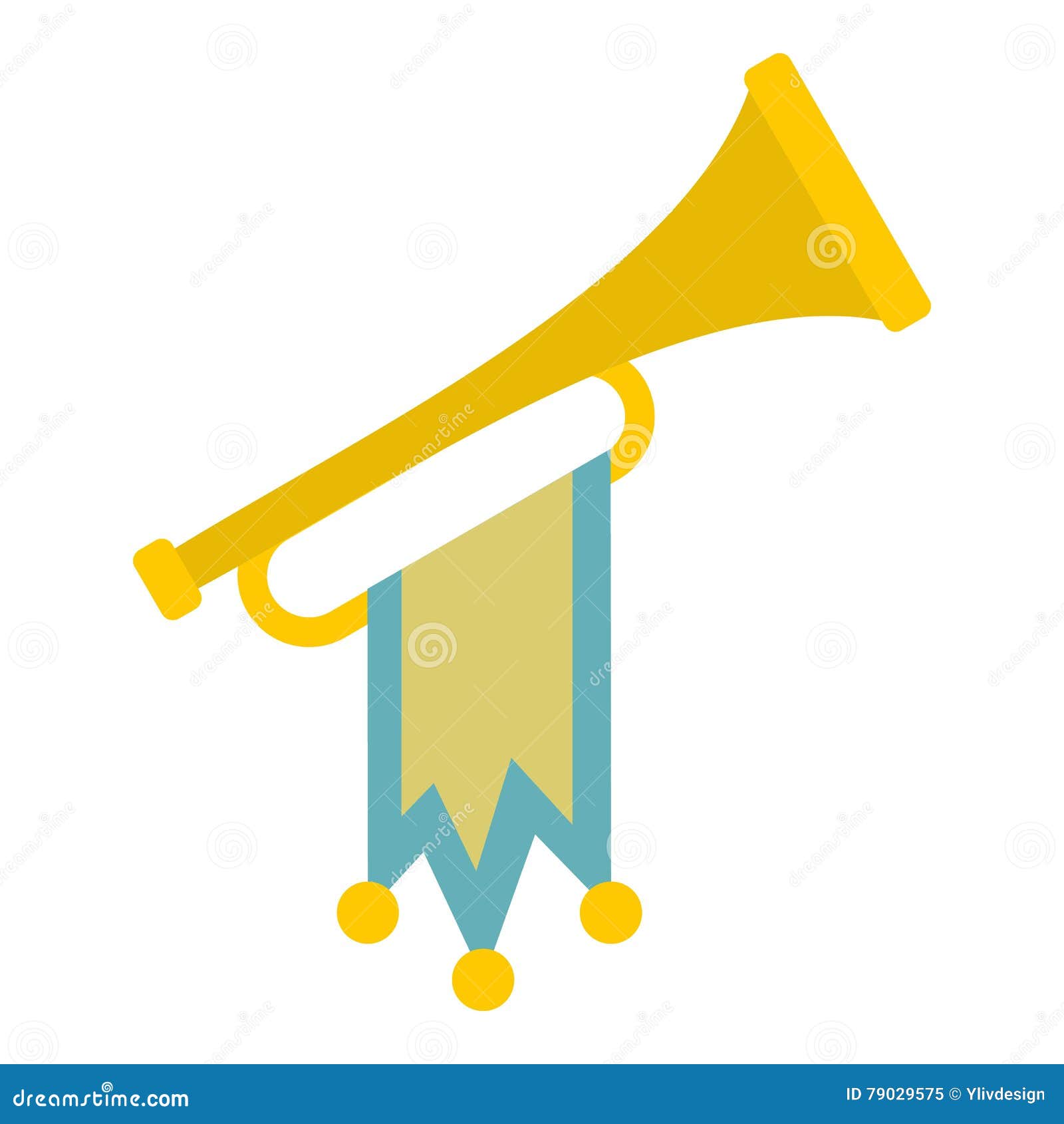 Trumpet with Flag Icon, Flat Style Stock Vector - Illustration of ...