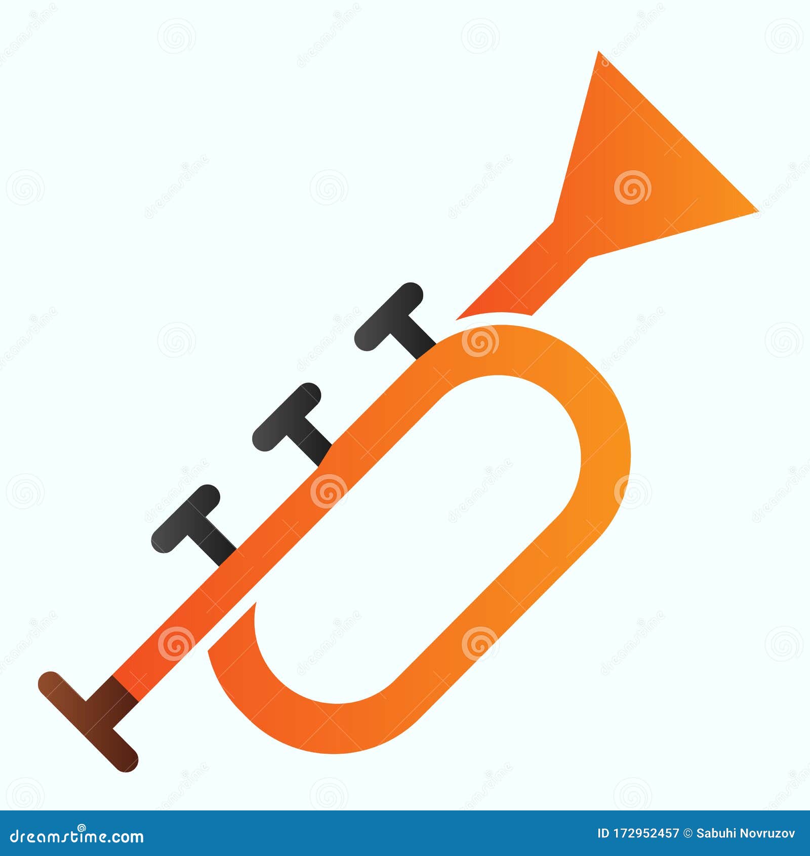 Trumpet Flat Icon. Bugle Vector Illustration Isolated on White Stock ...