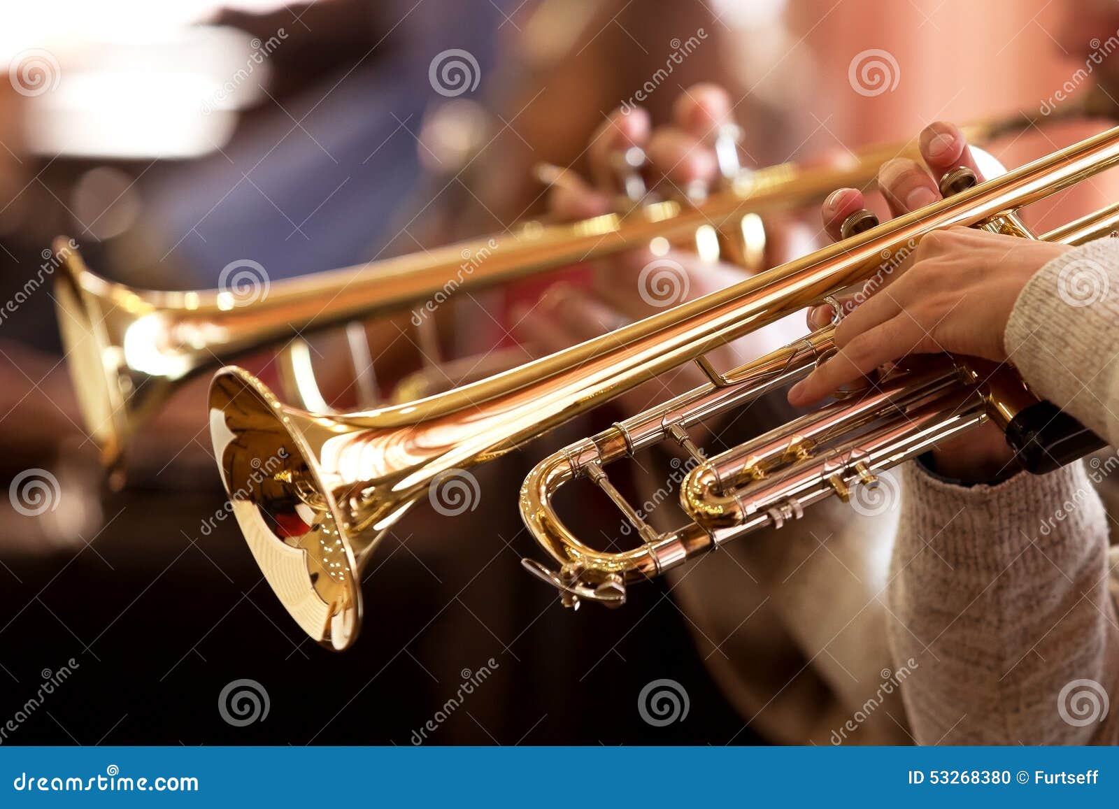 Trumpet in the Hands of a Musician Stock Photo - Image of performance ...