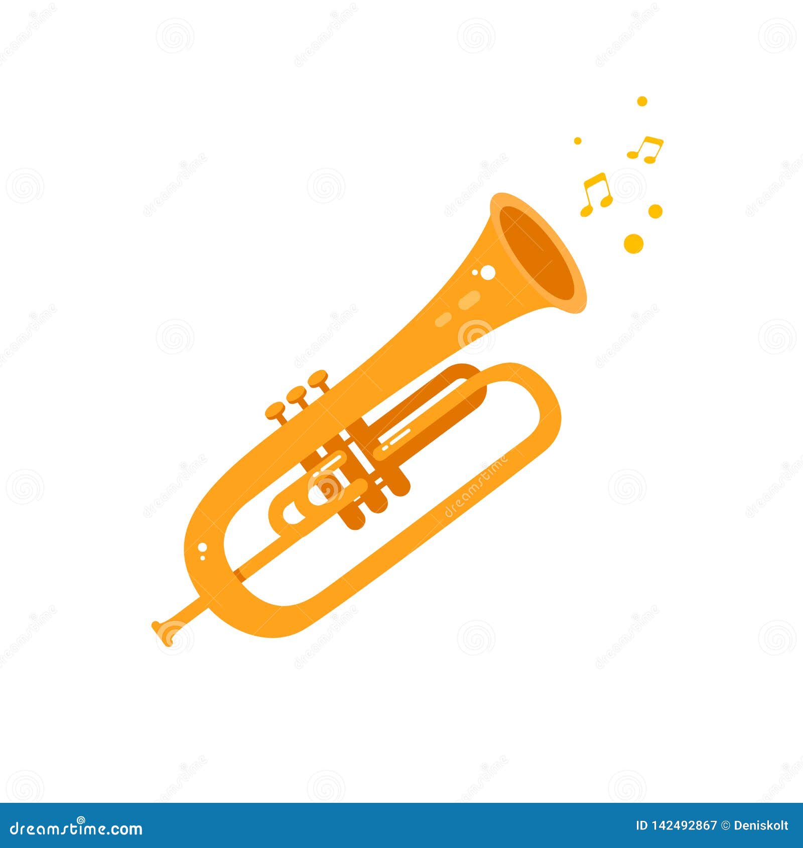Trumpet Icon Flat Illustration Stock Vector - Illustration of clarinet ...