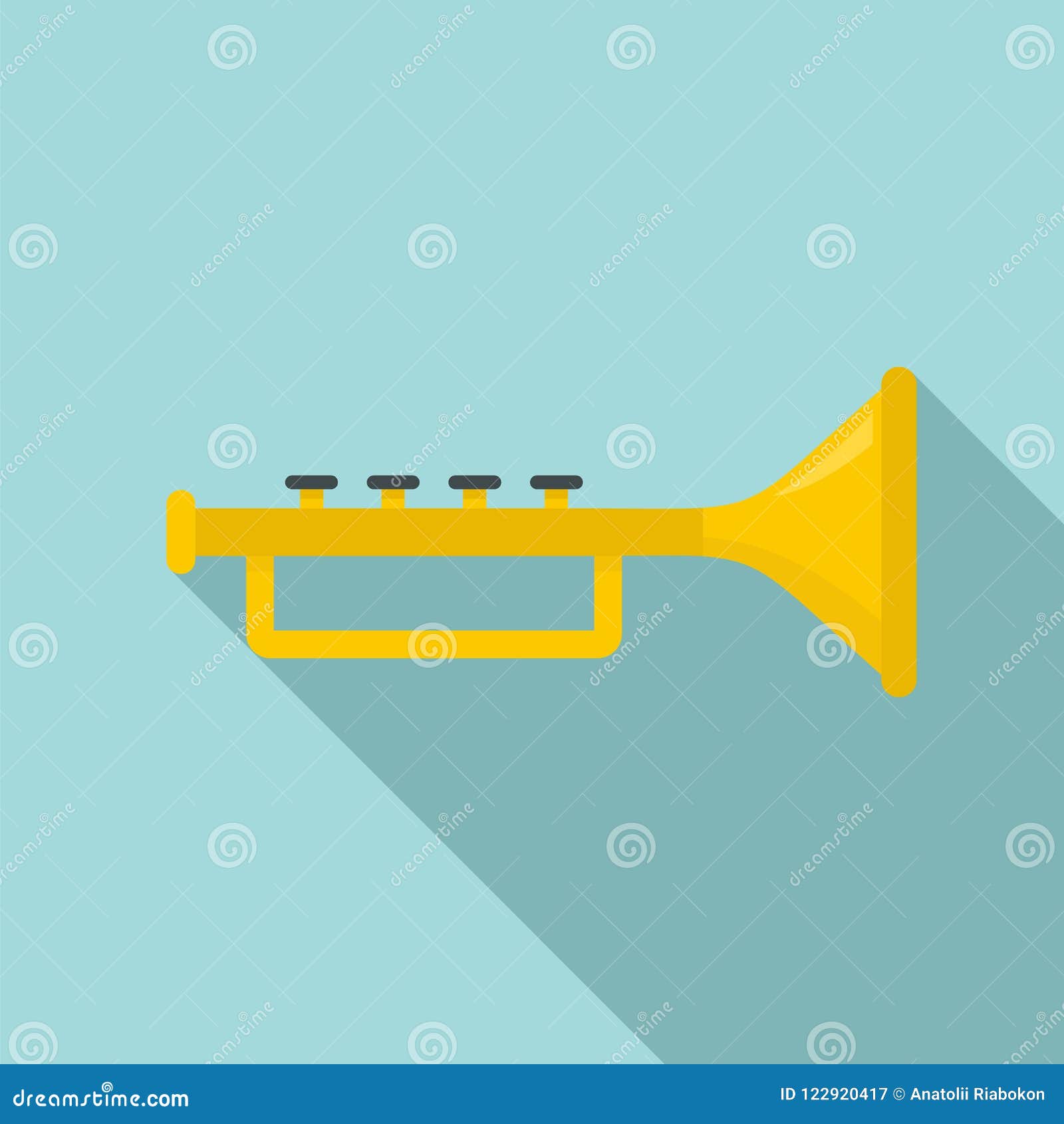 Trumpet icon, flat style stock vector. Illustration of classical ...