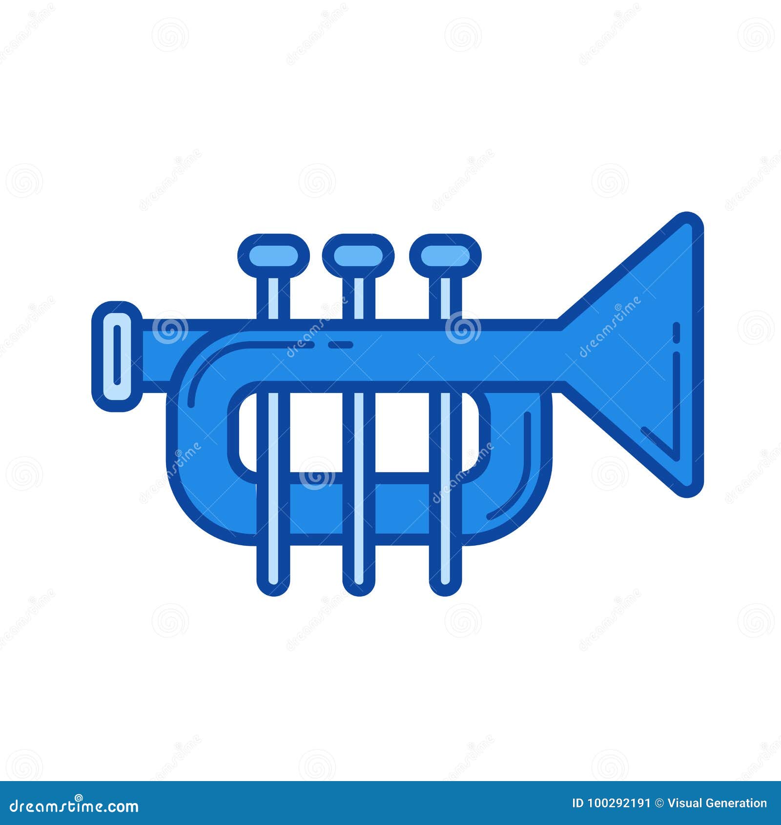 Trumpet line icon. stock vector. Illustration of drawing - 100292191