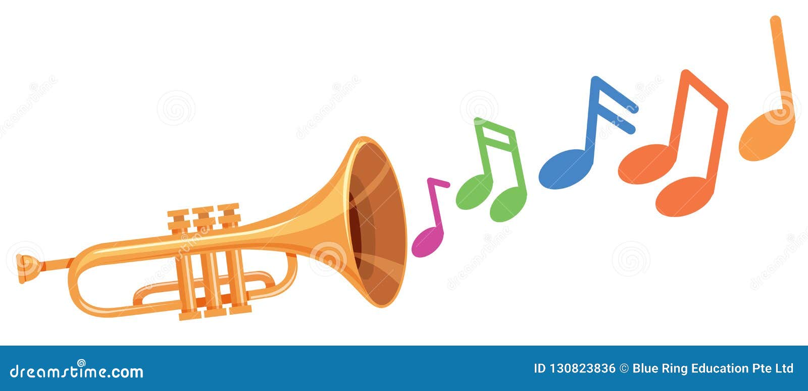 A trumpet with music note stock vector. Illustration of symbol - 130823836